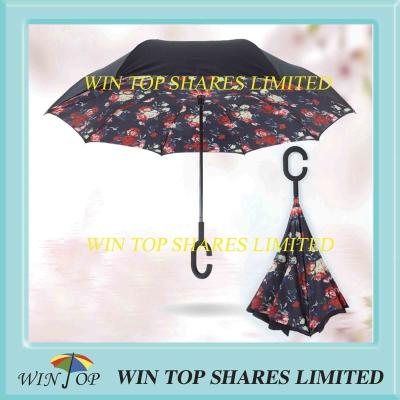 China Rose stylish fashion and vogue reverse umbrella wholesaler for sale