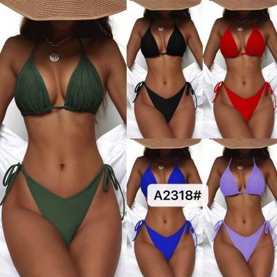 Cina Nylon Swimming Suits Bikini  In Stock Backless Pure Color Comfortable Fashion The New Type Europe in vendita