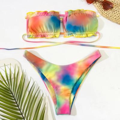 Cina Costumi da bagno sexy eleganti di nuoto dei vestiti del cordone a catena sexy del bikini per estate quadrata rosa del bikini UPF50++ di forma delle donne in vendita