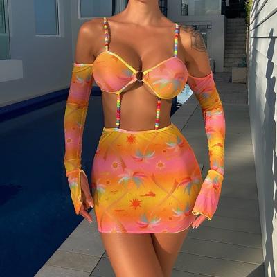 Cina Tie Closure Swimming Suits Bikini with Lining Underwire/Wirefree Support in vendita