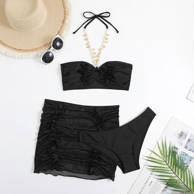 中国 New Solid Strapless Bikini Style For Summer Beach Black Sexy Swimwear New Type Comfortable Upf50+ 販売のため