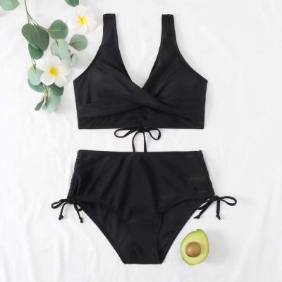 中国 女性の純粋な色の赤く黒い方法のためのBandeauの水着のビキニの流行の快適なBeachwear新型 販売のため