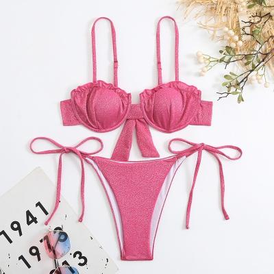 中国 夏浜の休暇の間完全なルーシュで飾られたビキニの水着S 販売のため