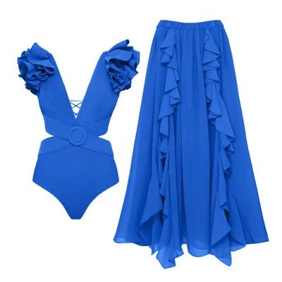 Cina Vibrant Padded Swimsuit Set Three Nylon Swimwear For Beach And Pool in vendita