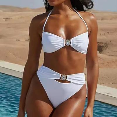 Китай Colorful Eco Friendly Bikini Swimsuit Soft Recyclable Halter Strapless Swimwear продается