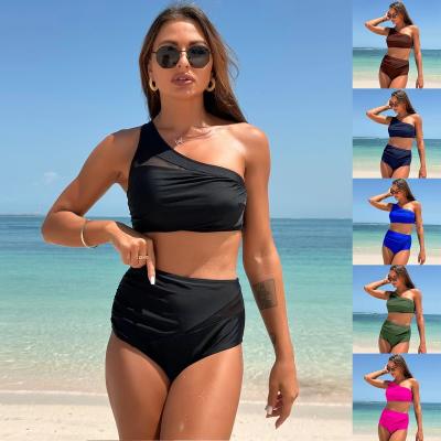 Китай Ruched Ruffles Red Green Halter Bandeau Strapless Bikini Swimwear for Beach Vacation продается