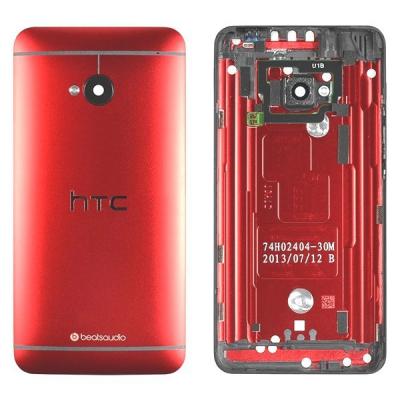China Red OEM Mobile Phone Housing , HTC One M7 Battery Cover Replacement for sale