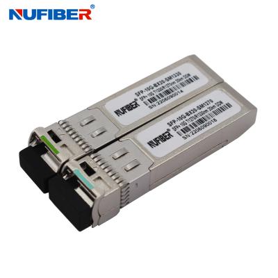 China 1270 / 1330nm TX RX 20km 10G SFP Module , WDM Single Mode 10G SFP Bidi Transceiver for sale