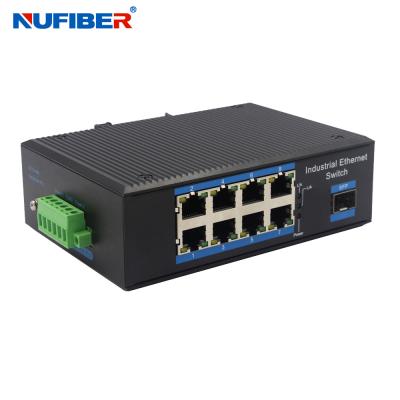 China Din Rail Mount SFP UTP Fiber POE Switch Industrial Grade 1 SFP 8 RJ45 10/100/1000M for sale