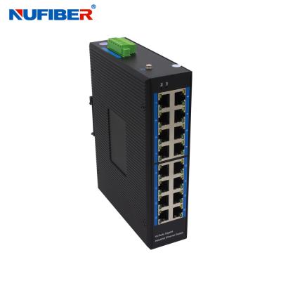 China Industrial POE Ethernet Switch 16x10/100Base-T Din Rail Mount Gigabit 16 Ports POE Switch DC52V for sale