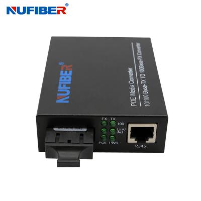 China OEM 10/100Mbps POE RJ45 to SC Fiber Media Converter Dual Fiber SM 1310nm 20km IEEE802.3af/at 30W POE Media Converter for sale