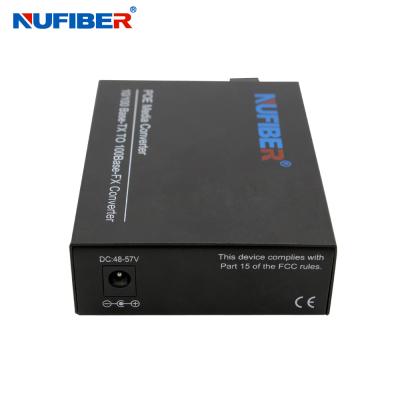 China OEM 10/100Mbps POE RJ45 to SC Fiber Media Converter Dual Fiber SM 1310nm 20km IEEE802.3af/at 30W POE Media Converter for sale
