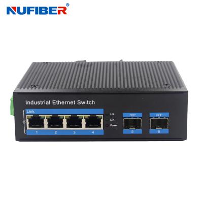 China High Quality OEM Industrial POE SFP Ethernet Switch 2*1.25G SFP to 4*10/100/1000M RJ45 Port Din Rail Switch for sale