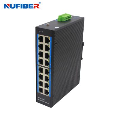 China Industrial POE Ethernet Switch 16 10/100M POE Port Network Data Converter Din Rail Mount DC48V for sale