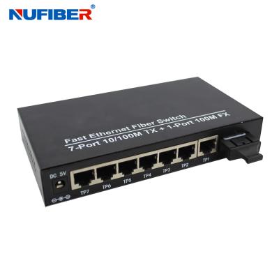 China 7 RJ45 Port Fiber Ethernet Switch Single Mode 20KM Distance Fiber Ethernet Switch for sale