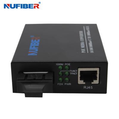 China 48V POE Fiber Media Converter 1000M Fx to 10/100/1000M Tx Simplex SM 1310 / 1550nm POE Powered Switch for sale