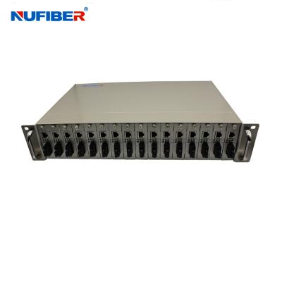 China 19'' 2U 16 Slot Rack Mount Media Converter Chassis with 2 Power Supply for sale