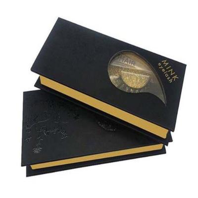 China pvc window eyelash pack box  mink eyelash gift box with foil stamping logo custom false eyelash box for sale