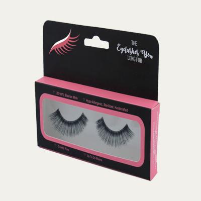 China folded eyelash color box  hitched eyelash packaging paper color box  foldable eyelash gift box for sale