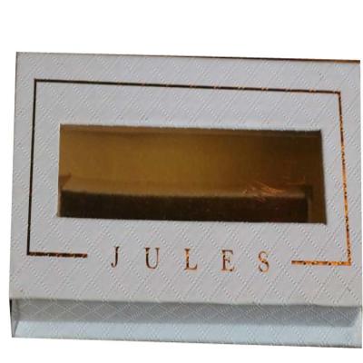 China custom embossed texture eyelash paper box  luxury pvc window eyelash box custom foil stamping lash box for sale