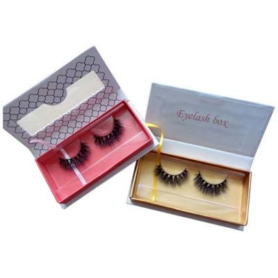 China custom red pvc window eyelash gift box with foil stamping logo Luxury eyelash box with ribbon clousure for sale