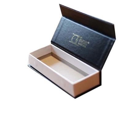 China Black hinged eyelash pack gift paper box with foil stamping logo for sale