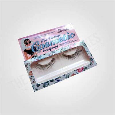 China Coated paper eyelash box  Custom eyelash color box with hook and pvc window for sale