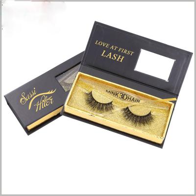China factory hot selling mink 3D eyelash box  Custom eyelash gift box with pvc window for sale
