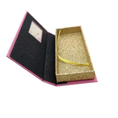 China gold glitter eyelash box  Custom transparent window blink lash paper box for sale