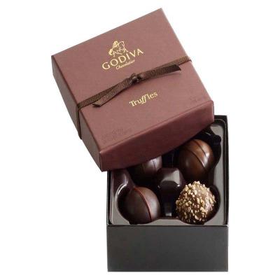 China custom rigid lid and base truffle chocolate box with foil stamping logo for sale