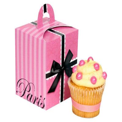 China Custom cupcake box  Factory hot selling cupcake color paper box  Cardboard cupcake box with bow tie for sale