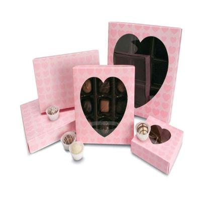 China Luxury cupcake chocolate paper box with heart window  Custom heart shape window cupcake gift box for sale