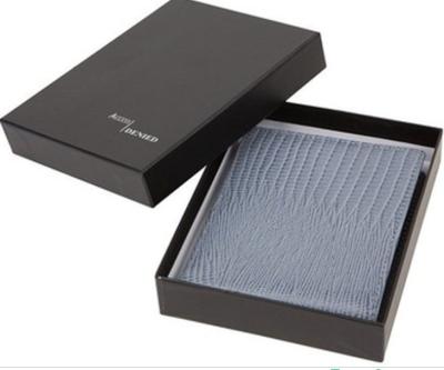 China luxury black two pieces wallet packaging box Custom lid and base rigid wallet gift box for sale