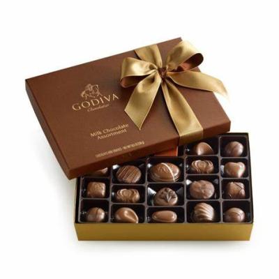 China 20pcs chocolate two pieces rigid box Luxury chocolate packaging lid and base paper box for sale