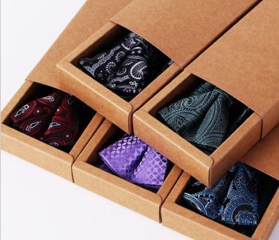 China Custom knot tie flat color paper box   kraft bowtie packaging paper box  tie gift box for sale