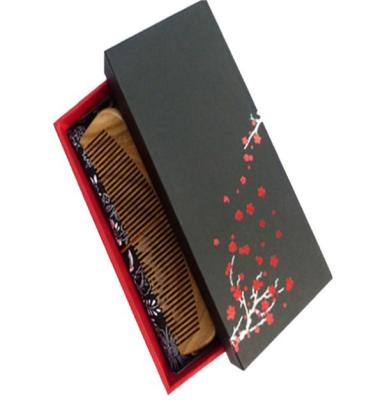 China custom wooden comb packaging hinged box  luxury horn comb gift box  rigid comb paper box for sale