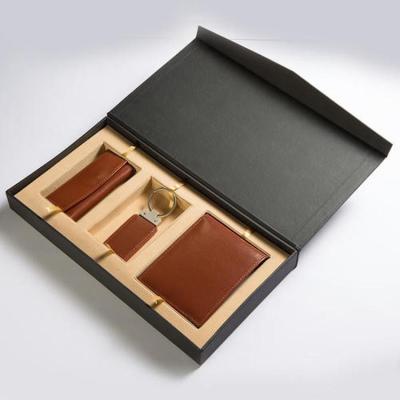 China custom two wallet packaging hinged rigid gift box lurious purse paper box for sale
