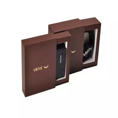China bespoke coffee drawer wallet gift box  leather belt sliding packaging box for sale