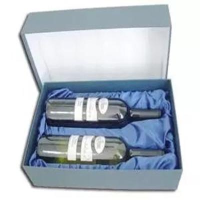 China bespoke two bottle lid and base red wine box with foam luxury flocking blister wine gift box for sale