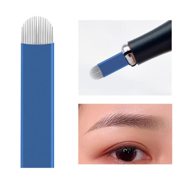 Μπλε 0.2mm 18U νανο Microblading βελόνων χειρωνακτική λεπίδα καρφιτσών Makeup φρυδιών μόνιμη
