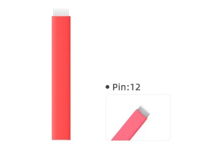 中国 医学等級のステンレス鋼赤いMicroblading #12 # 14本の平らな針の刃 販売のため