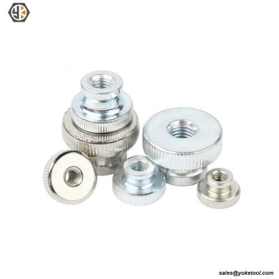 China DIN467 Thin Type Round Knurled Thumb Nuts Low Type Steel Zinc Plated Nuts for sale