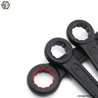 China Black Oxide Striking Box End Ring Spanner With Din7444 Drop Forged for sale