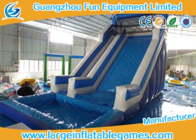 China Giant Commercial Inflatable Slide / Blue Inflatable Swimming Pool Water Slide for sale