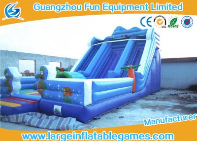 China Blue Marine Theme Commercial Inflatable Slide / Giant Inflatable Dry Slide for sale