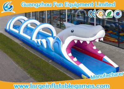 China Shark Commercial Inflatable Slide , Pool Blow Up Outdoor Inflatable Water Slide Printing for sale