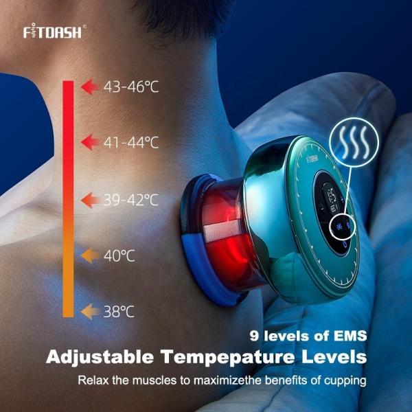 Quality EMC Certified Fitdash Portable Cupping Tens Device with Heating and Red Light for sale