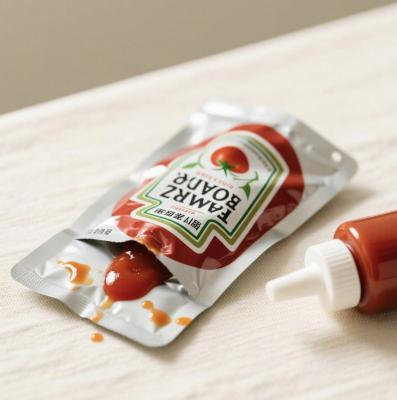 China Custom Thickness Stand Up Pouches Tomato Sauce Pouch Modern Shape OEM Logo for sale