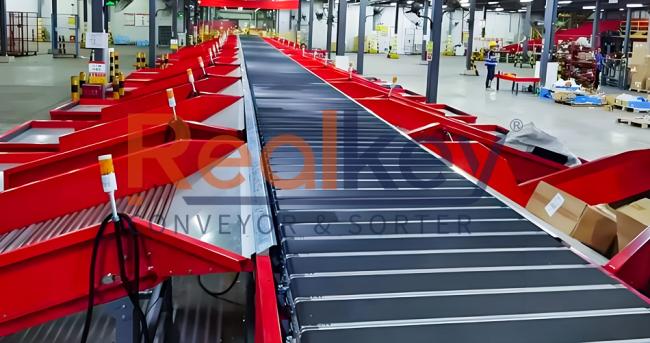 Close-up view of Narrow Belt Sorter components and technology