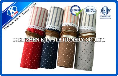 China Custom 4 Colors Canvas Pencil Bag With String For Kids School Student for sale